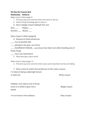 The Day the Crayons Quit Planning and Resources | Teaching Resources