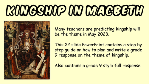 Kingship in Macbeth. Grade 9 response and lesson. | Teaching Resources
