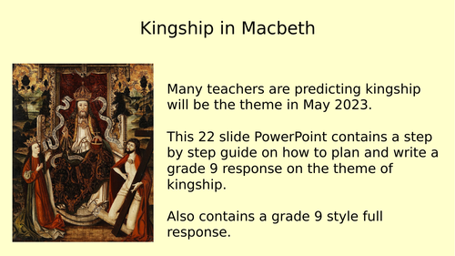 Kingship in Macbeth. Grade 9 response and lesson. | Teaching Resources