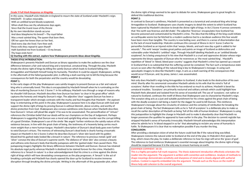 Kingship in Macbeth. Grade 9 response and lesson. | Teaching Resources