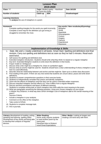 KS3 Modern Poetry SOL | Teaching Resources
