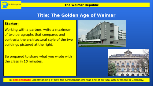 IB History HL - The Weimar Golden Years | Teaching Resources