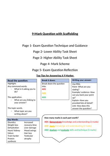 Scaffolded 9 marker | Teaching Resources