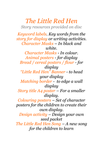 LITTLE RED HEN STORY BOOK RESOURCES EYFS KS1 TRADITIONAL TALES ...