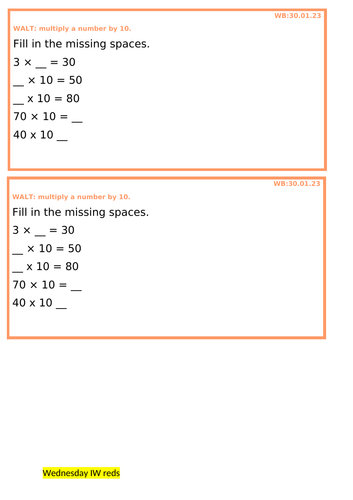Maths multiplying by 10 and 100 | Teaching Resources