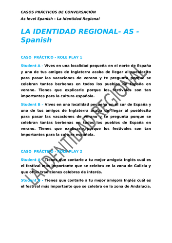 AS - A level role play speaking conversation | Teaching Resources