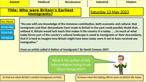 Migration Unit Lesson One - Who were Britain’s earliest immigrants ...
