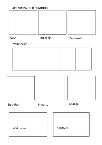 Acrylic painting techniques worksheet | Teaching Resources