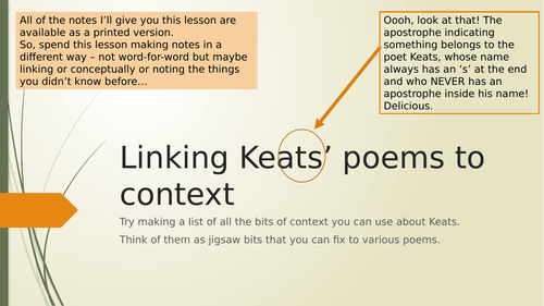 Keats context notes - arranged by poem | Teaching Resources Keats context notes - arranged by poem | Teaching Resources