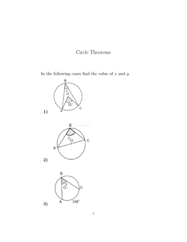 Circle theorems Worksheet (with solutions) | Teaching Resources