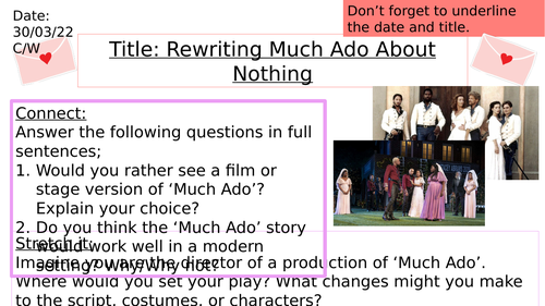 KS3 Much Ado About Nothing FULL SOW | Teaching Resources