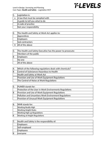 T Level Design, Surveying and Planning: Health and Safety: Outcome 1.1 ...