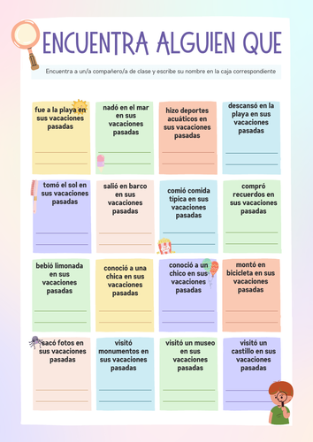 Find someone who... (Spanish Speaking / Preterite Tense / Holidays ...