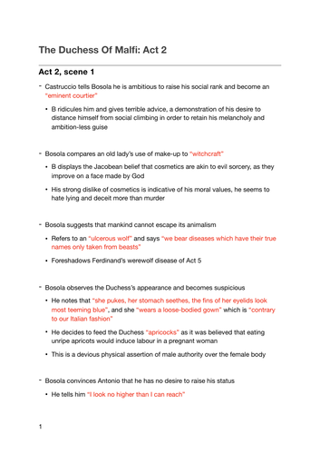 The Duchess Of Malfi Quotes and Analysis | Teaching Resources