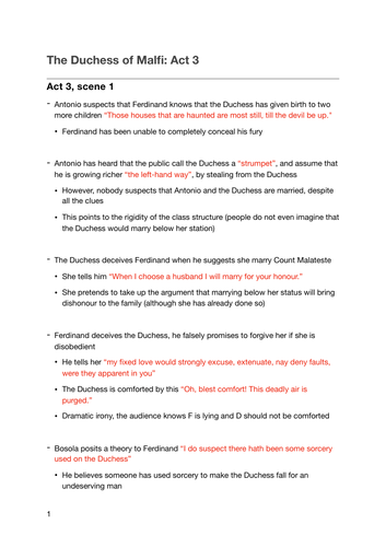 The Duchess Of Malfi Quotes and Analysis | Teaching Resources