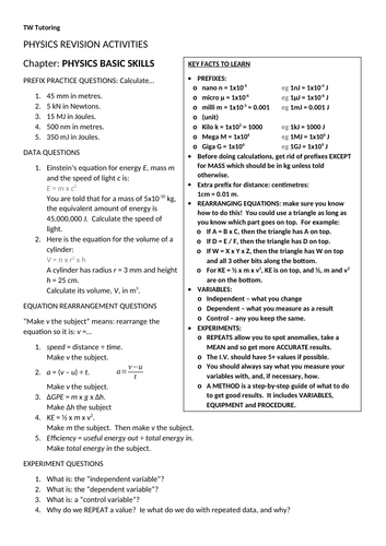 Physics GCSE Revision: BASICS | Teaching Resources