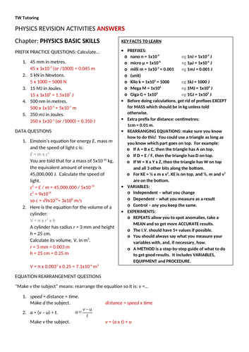 Physics GCSE Revision: BASICS | Teaching Resources