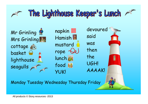 THE LIGHTHOUSE KEEPER'S LUNCH STORY RESOURCES WORKSHEETS EYFS KS1 ...