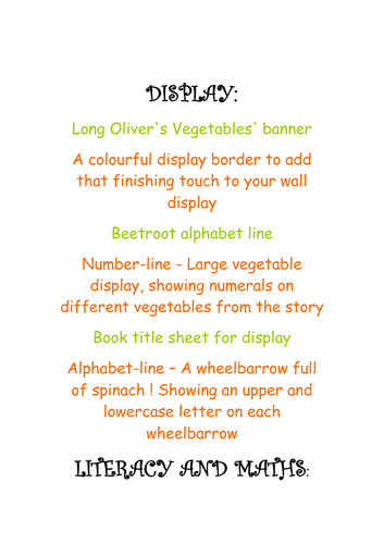 OLIVER'S VEGETABLES STORY RESOURCES EYFS KS1 HEALTHY EATING | Teaching ...