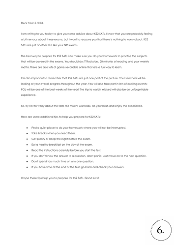 Letter of Advice - Year 6 | Teaching Resources