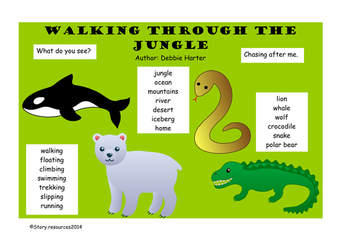 WALKING THROUGH THE JUNGLE RESOURCES MASKS LITERACY EYFS KS1 | Teaching ...