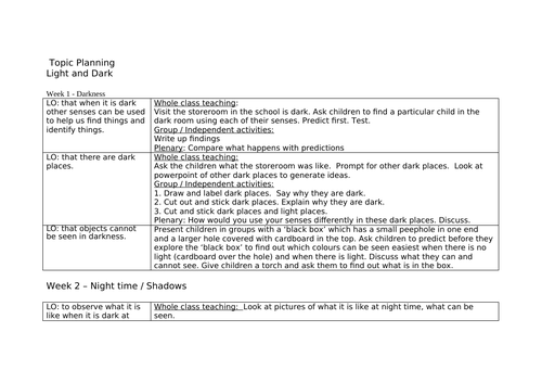 LIGHT AND DARK TOPIC AUTUMN RESOURCES EYFS KS1 | Teaching Resources