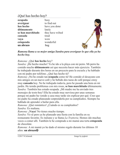 Spanish Present Perfect Reading | ¿Qué has hecho hoy? (Presente de ...