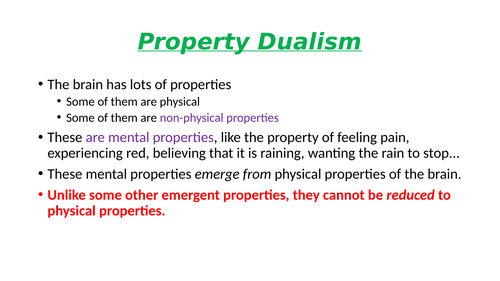 A Level Philosophy Property Dualism revision slides | Teaching Resources