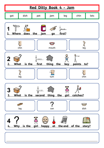 Read Write Inc Red Ditty Comprehension | Teaching Resources