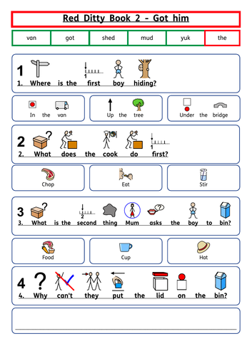 Read Write Inc Red Ditty Comprehension | Teaching Resources