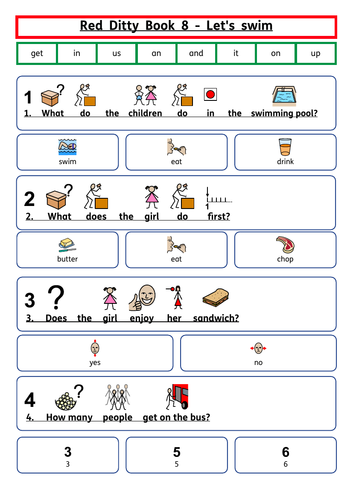 Read Write Inc Red Ditty Comprehension | Teaching Resources