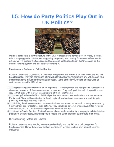 Party Politics | Teaching Resources
