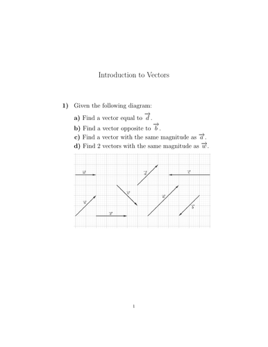 Introduction to Vectors Worksheet (with solutions) | Teaching Resources