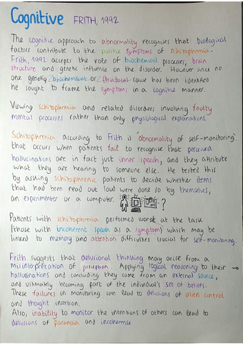 Schizophrenia & Psychotic disorders - Handwritten notes | Teaching ...