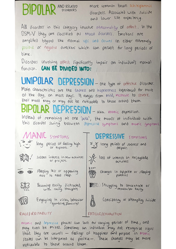 Bipolar disorder handwritten notes- Abnormal/clinical Psychology - A ...