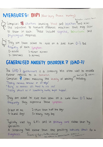 Anxiety - Handwritten notes - AL Psychology - Abnormal/clinical ...