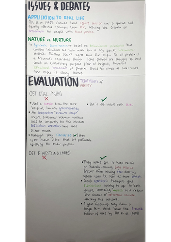 Anxiety - Handwritten notes - AL Psychology - Abnormal/clinical ...