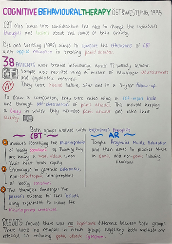 Anxiety - Handwritten notes - AL Psychology - Abnormal/clinical ...