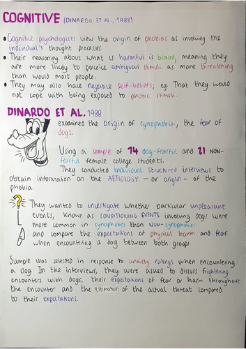 Anxiety - Handwritten notes - AL Psychology - Abnormal/clinical ...
