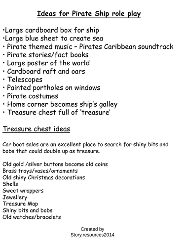 PIRATE ROLE PLAY SET RESOURCES EYFS KS1 EXPRESSIVE ARTS AND DESIGN ...