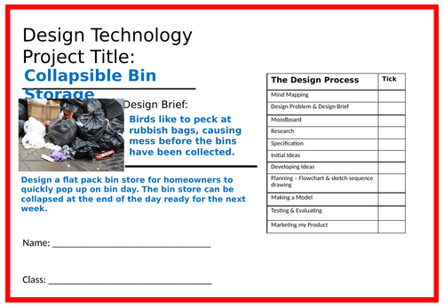 KS3 Mini DT Project / DT Cover Work - 15 Template Pages - Collapsible ...