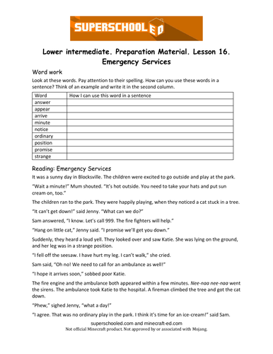 Emergency services bundle PPT lesson 7-9 years with Homework & Preview ...