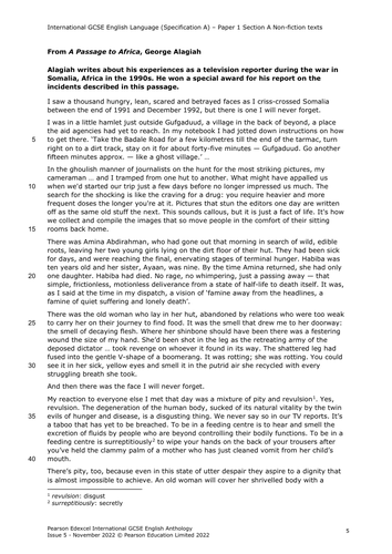 iGCSE Q5 comparison Passage to Africa revision | Teaching Resources