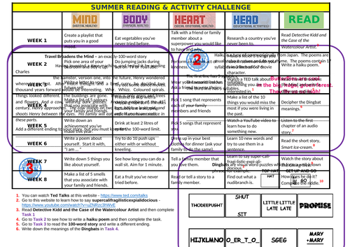 READING & ACTIVITIES CHALLENGE - for the summer holidays | Teaching ...
