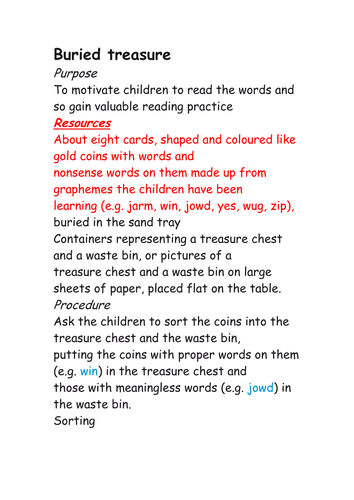 LETTERS AND SOUNDS PHASE 3 ~ SENTENCE SUBSTITUTION AND BURIED TREASURE ...
