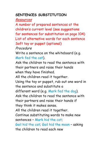 LETTERS AND SOUNDS PHASE 3 ~ SENTENCE SUBSTITUTION AND BURIED TREASURE ...