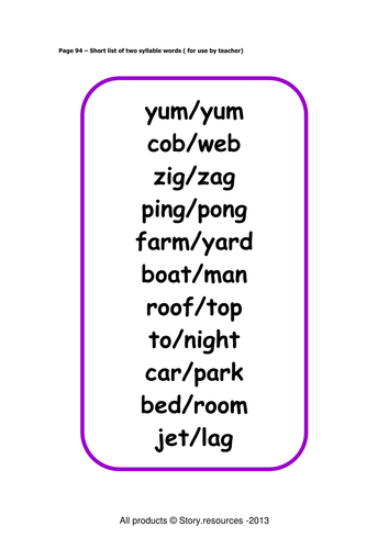 LETTERS AND SOUNDS PHASE 3 / TWO SYLLABLE WORDS ~ EYFS LITERACY ...