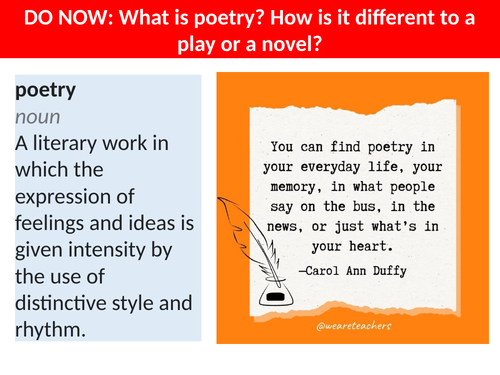 AQA GCSE Unseen Poetry Scheme of Work (27.1 and 27.2) | Teaching Resources