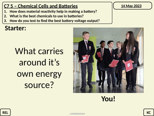 KS4 GCSE Chemistry AQA C7 5 Chemical cells and batteries Lesson Bundle ...