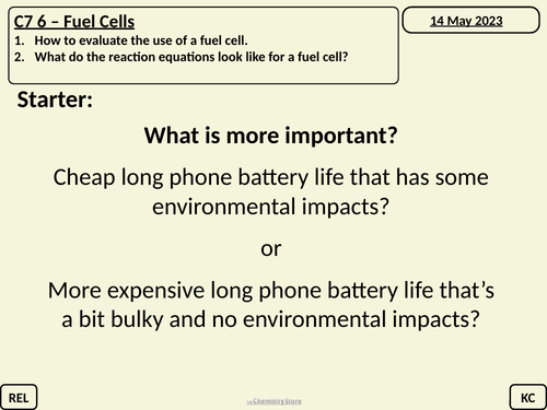 KS4 GCSE Chemistry AQA C7 6 Fuel cells Lesson Bundle | Teaching Resources